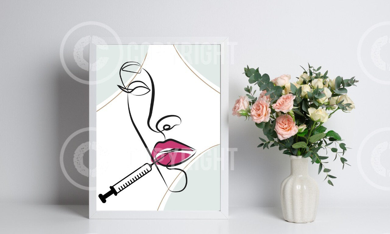 Lip Filler Line Art Wall Decor Digital Download - Nitamcevoy.com